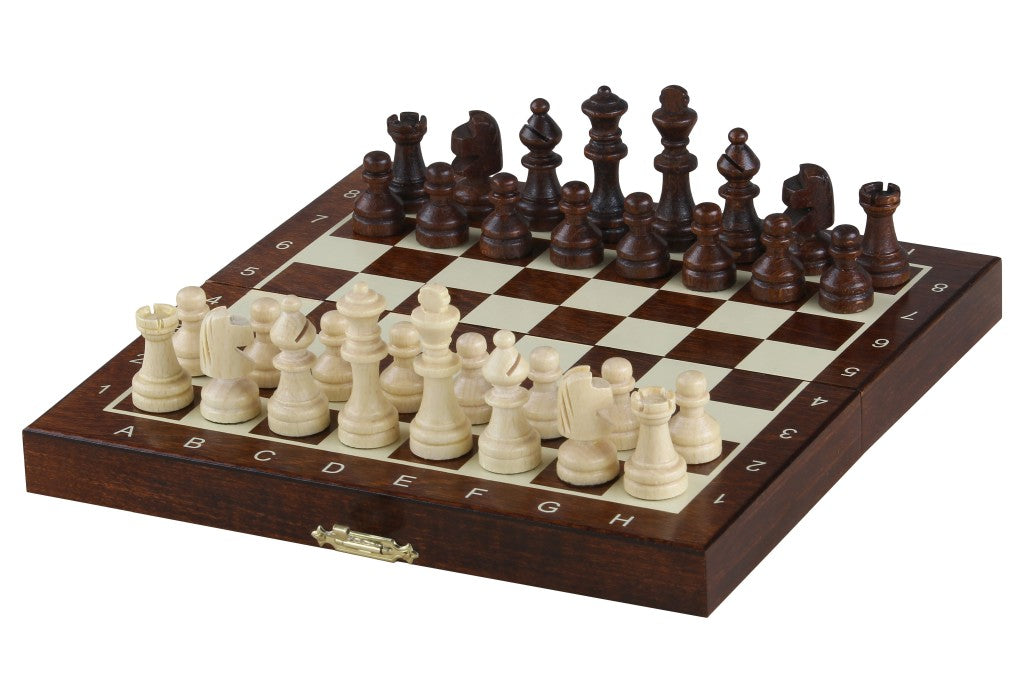 Mini Magnetic Folding Travel Chess set - Brown
