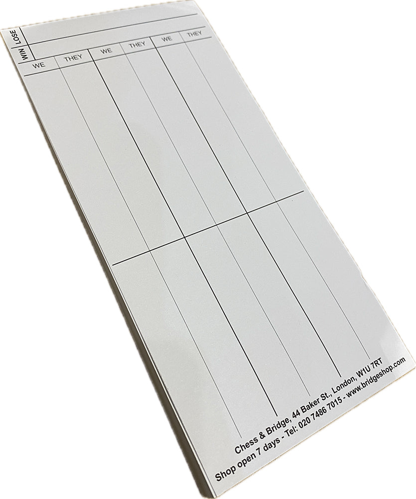 Rubber Bridge Scorepad (100 sheets)