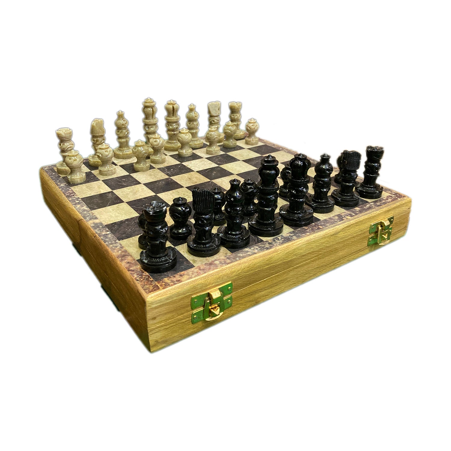Stone Chess Set with Wooden Board Box (10 x 10