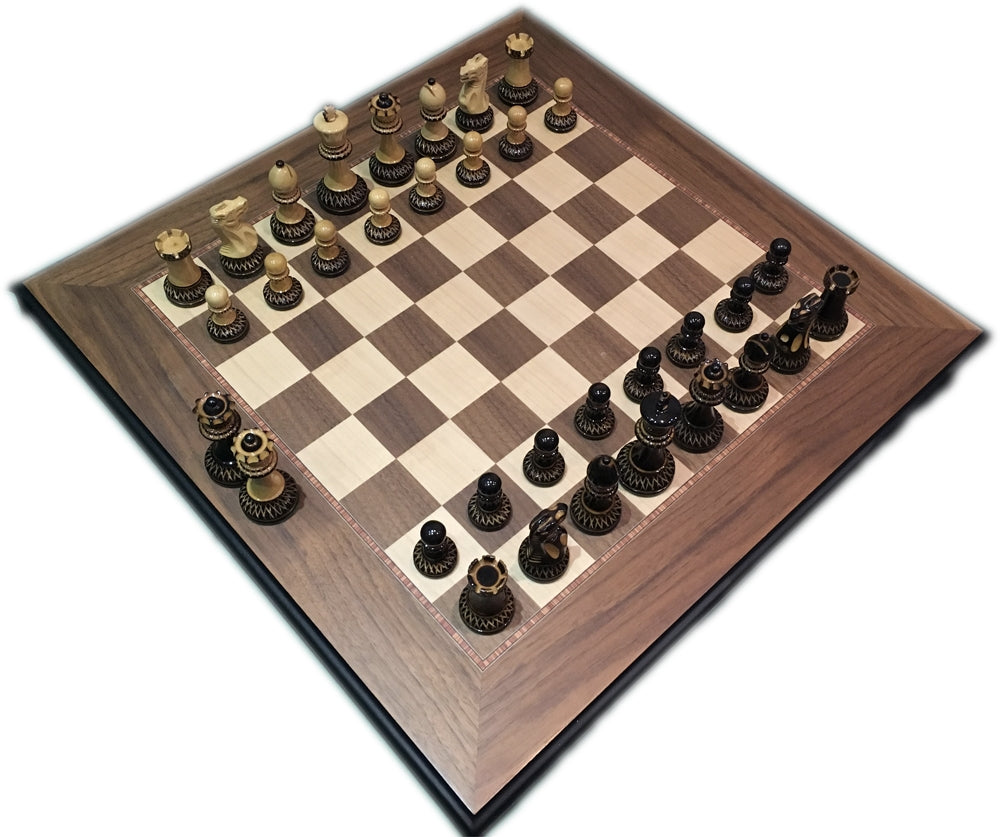 Parker Burnt Chess Combination (Parker Chess Set, LCC Lux 50mm, Large