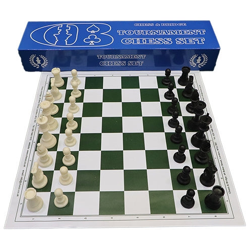 Tournament Chess Set Box (Plastic Gambit Pieces, Roll-Mat, Magnetic Cl