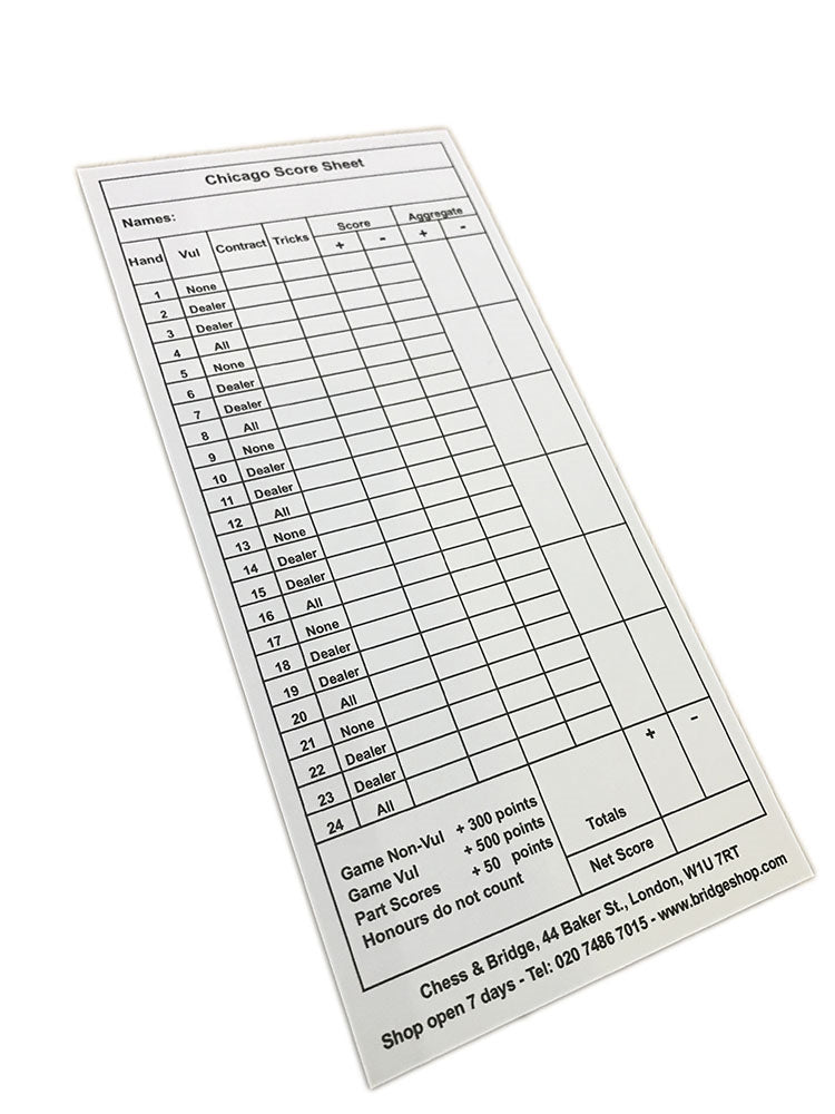 Chicago Bridge Scorepad (100 sheets)