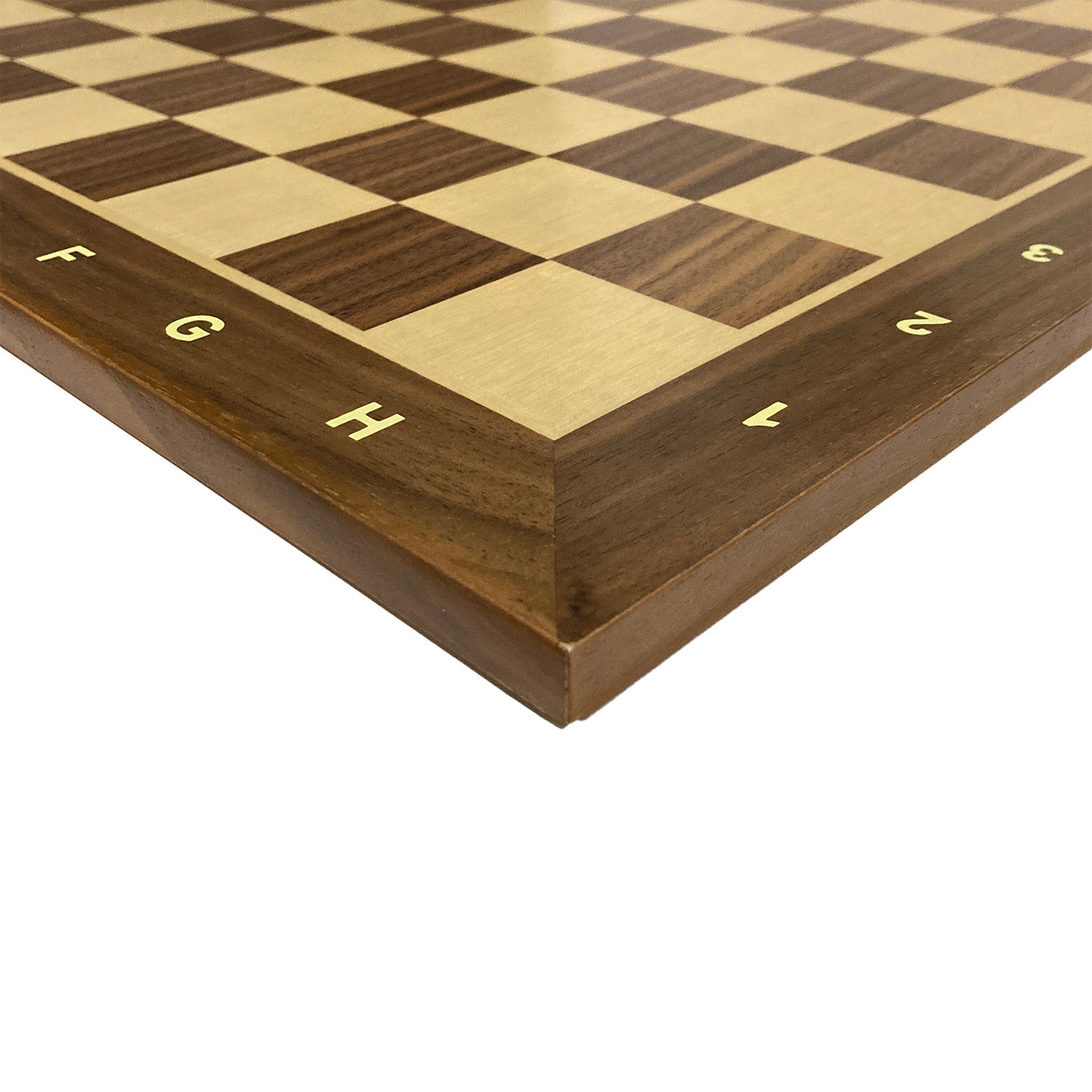 Standard Walnut and Maple Chess Board with Algebraic Notation (ST2)