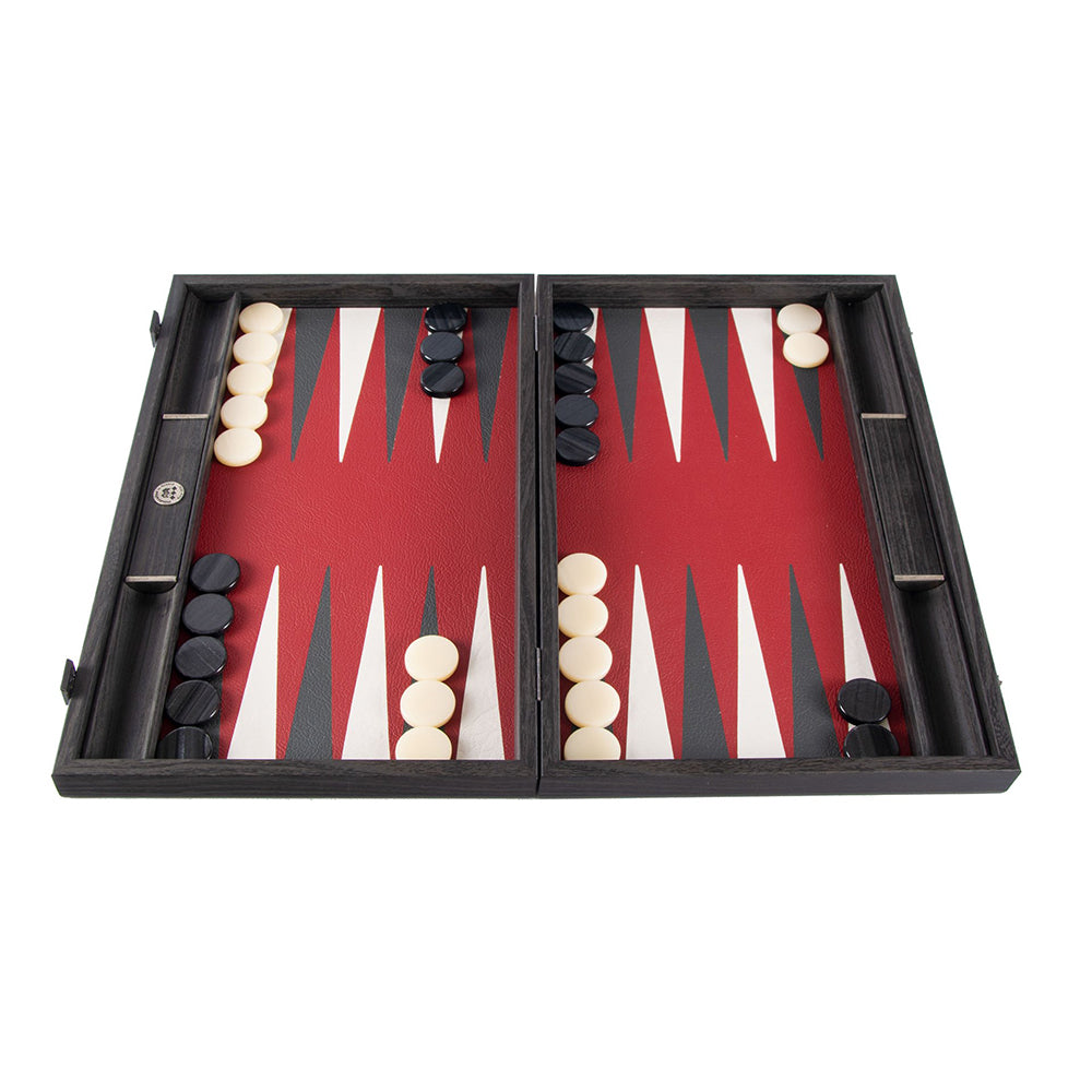 Manopoulos Burgundy Red Backgammon Set